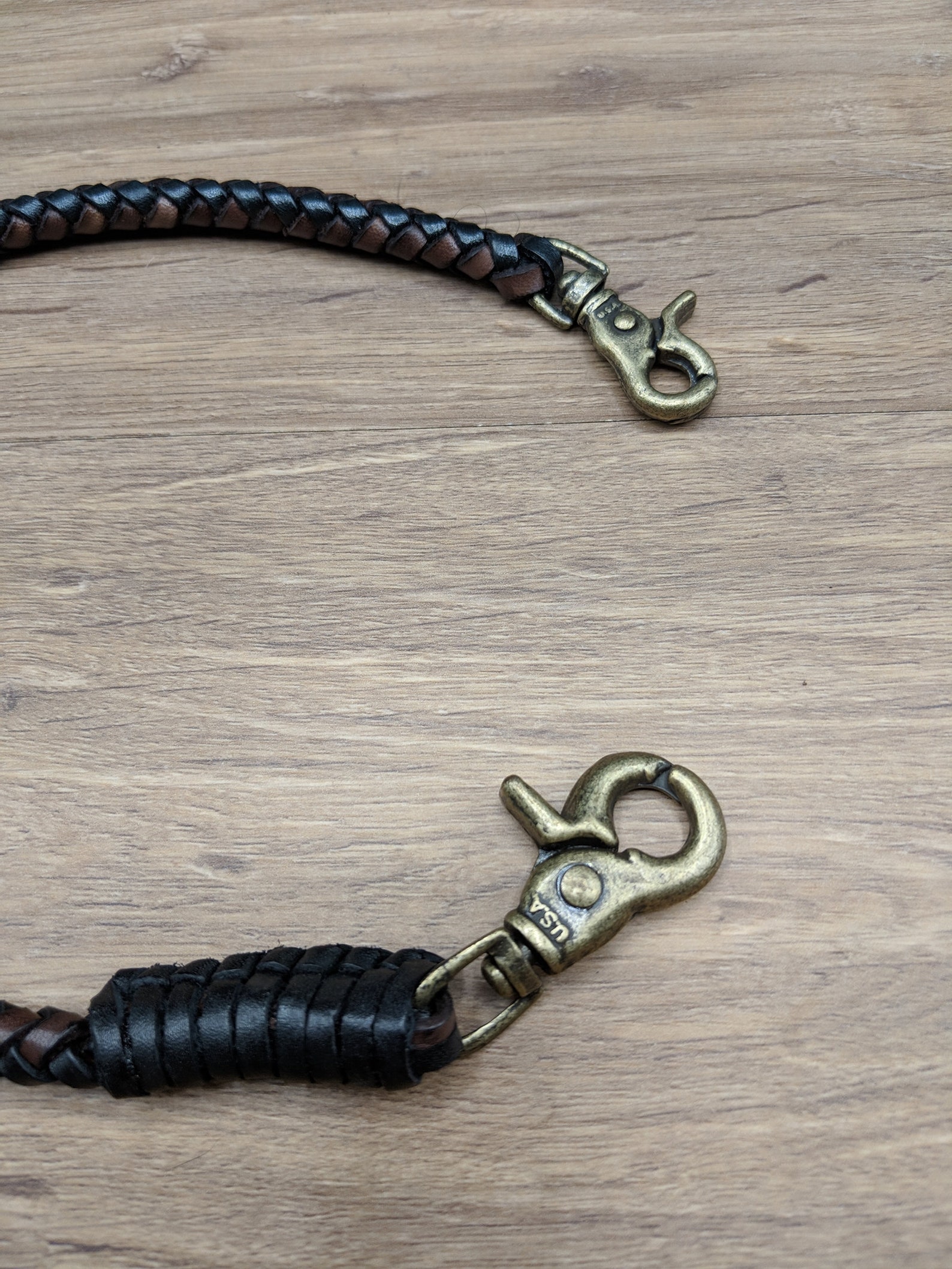 Belt Loop Two Tone Braided Chain Wallet Black Vintage Genuine Cowhide ...