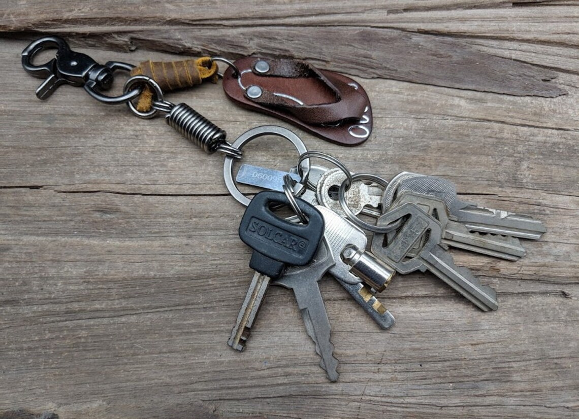 Flip Flop Leather Keychain Key Fob Key Ring Leather Key Chain Men Key ...