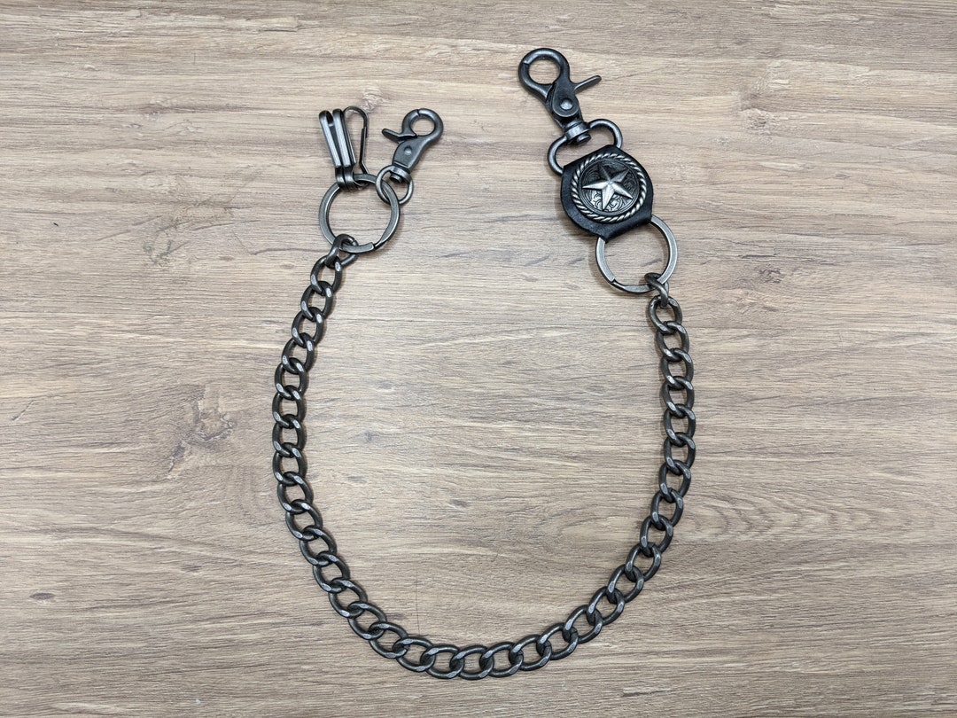 Cowboy Vintage Chrome Chain Wallet Chain for Mens Biker Long Wallet Key ...