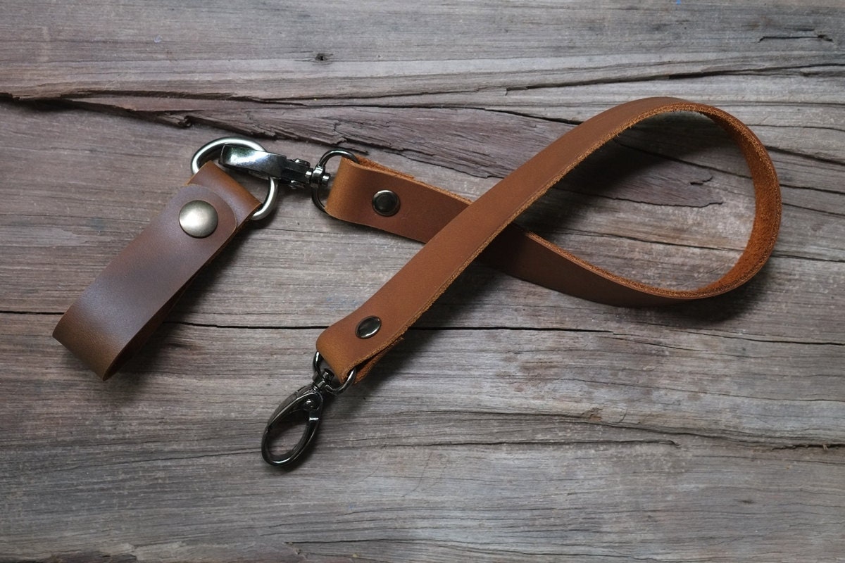 Leather Chain Key Wallet Leather and Key FOB Brown Vintage - Etsy