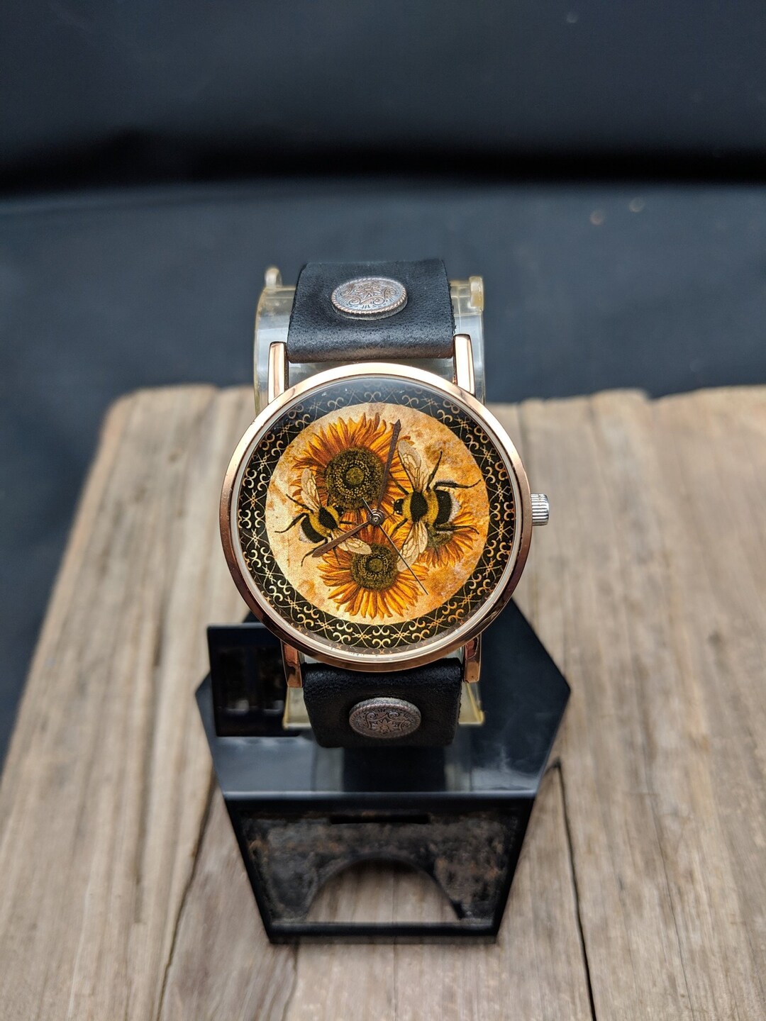 Sunflower Bee Watch,women Watch,ladies Watch,funny Watch,leather Watch ...