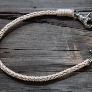 Braided Chain Wallet Natural Color Leather Genuine Cowhide Leather ...