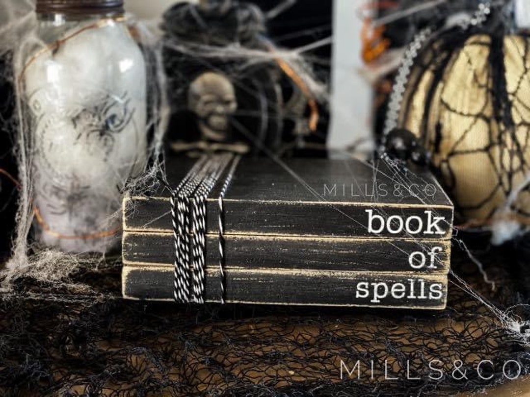 Book Stack Book of Spells Halloween Decor Wood Book - Etsy