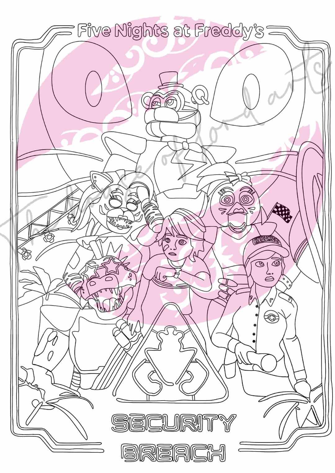 A4 Digital Downloadable Adult Colouring Page Fnaf Security Breach ...