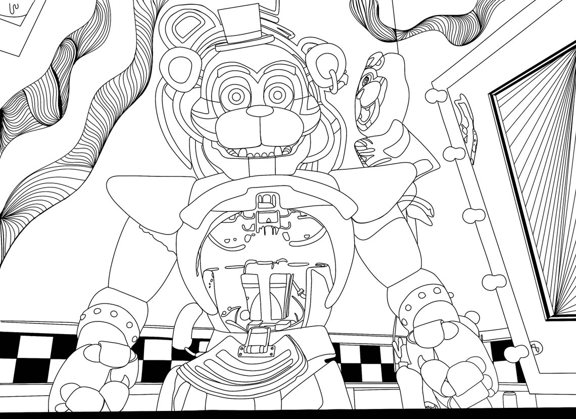 A4 Fnaf Security Breach Freddy Fasbear 2 Digital Downloadable Adult ...