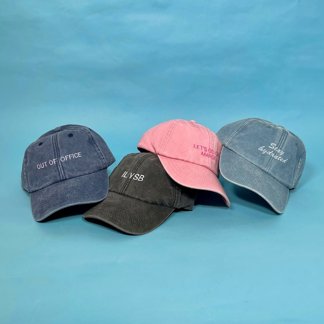 Personalised Slogan Faded Baseball Cap Custom Embroidered Text Hat - Etsy