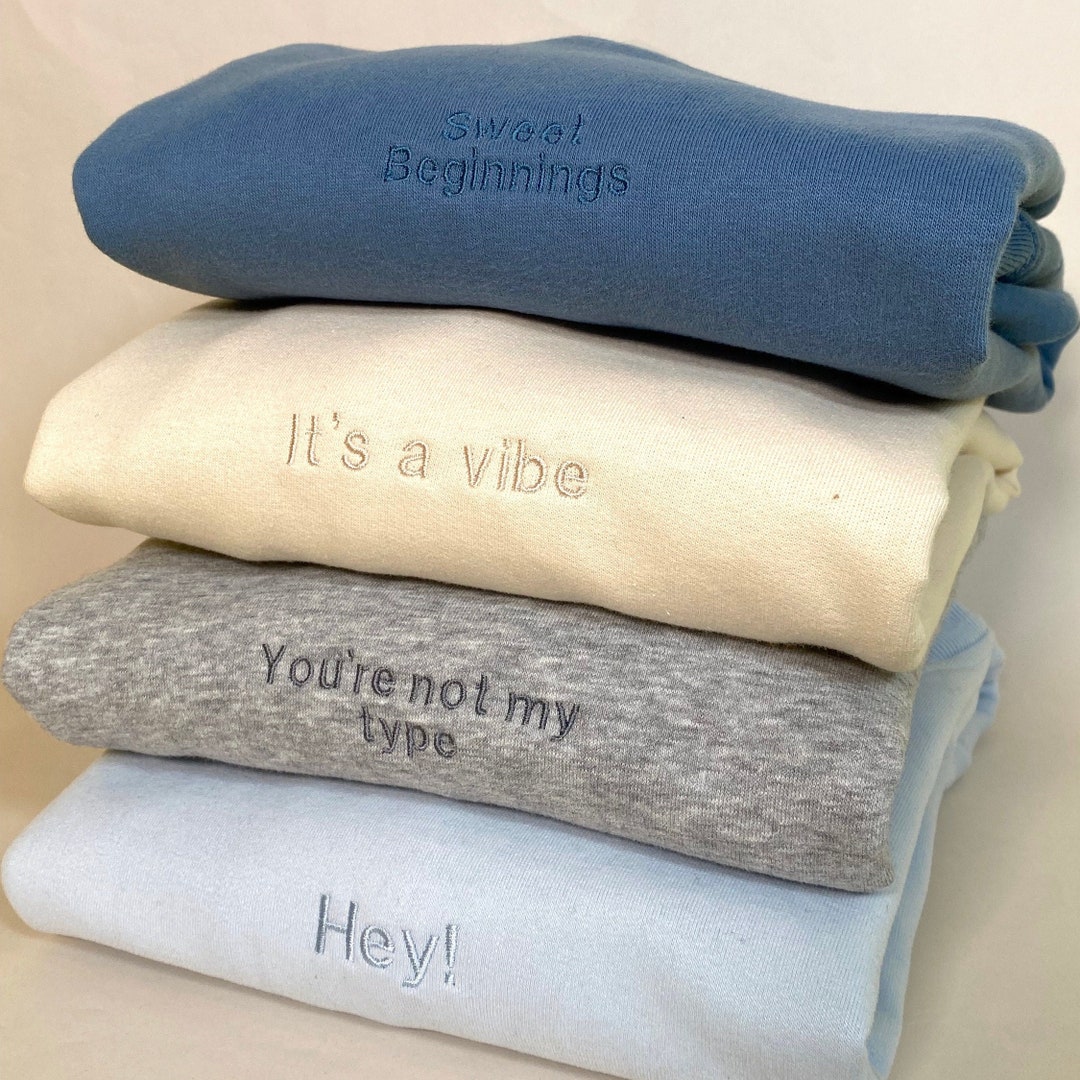 Pastel Personalised Mini Slogan Embroidered Sweatshirt - Etsy