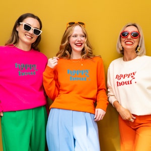 Personalised 'happy Hour' Slogan Cocktail Sweatshirt - Colourful Retro ...