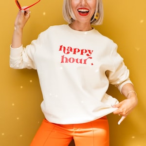 Personalised 'happy Hour' Slogan Cocktail Sweatshirt - Colourful Retro ...