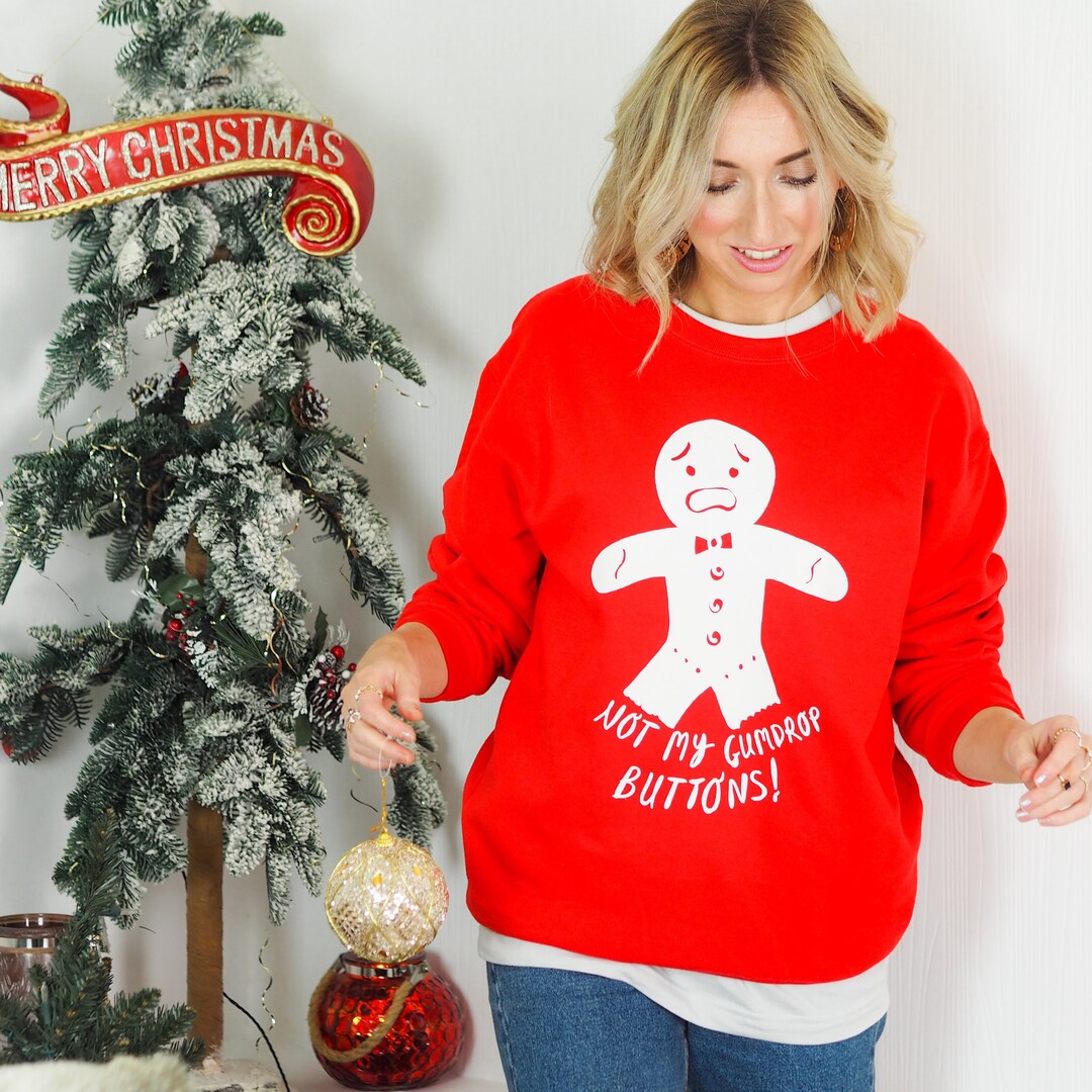 Gingerbread Man Sweater Not My Gumdrop Buttons Quote - Etsy