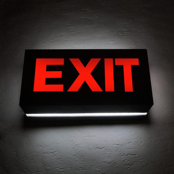Vintage Metal Illuminated Emergency Exit Sign Night Light Vintage
