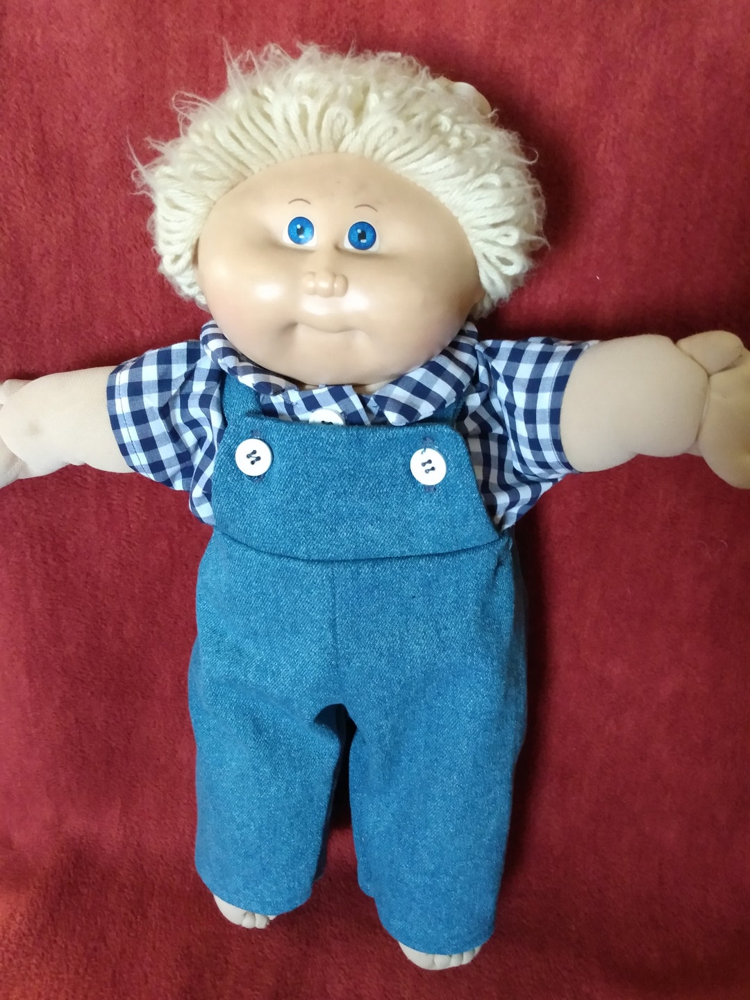 Cabbage Patch Overalls With Navy Gingham Shirt - Etsy