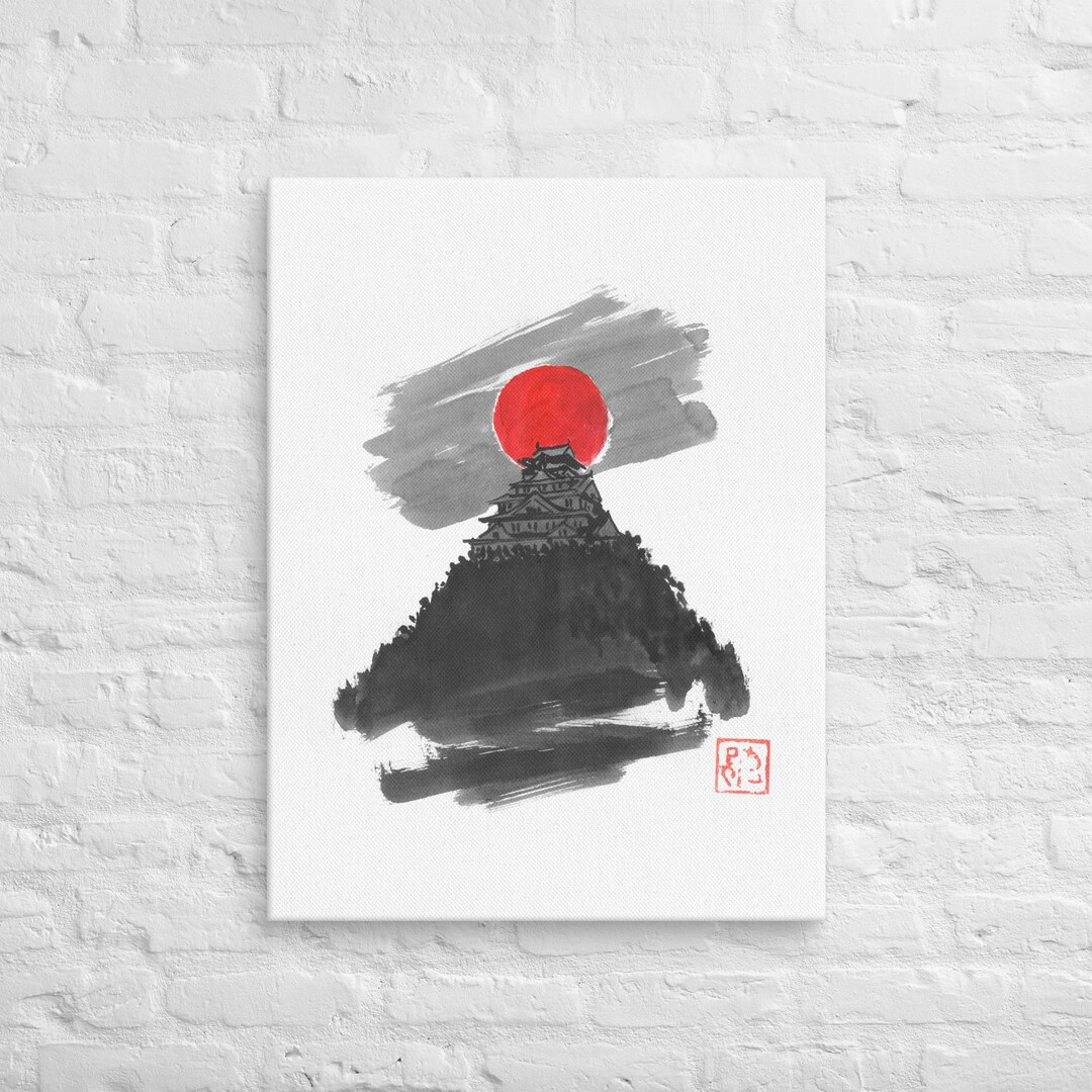Castle and Moon | Sumi-e Painting PRINT – Japanese Ink Art by Pechane ...