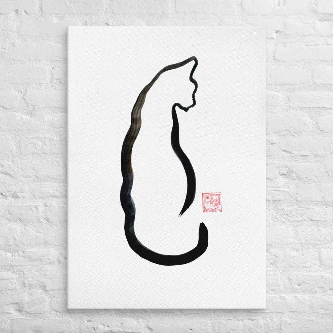 Line Cat | Sumi-e Painting PRINT – Japanese Ink Art by Pechane | Zen ...
