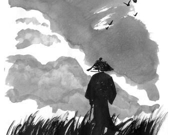 Daydreaming | Original Sumi-e Painting – Japanese Ink Art by Pechane ...