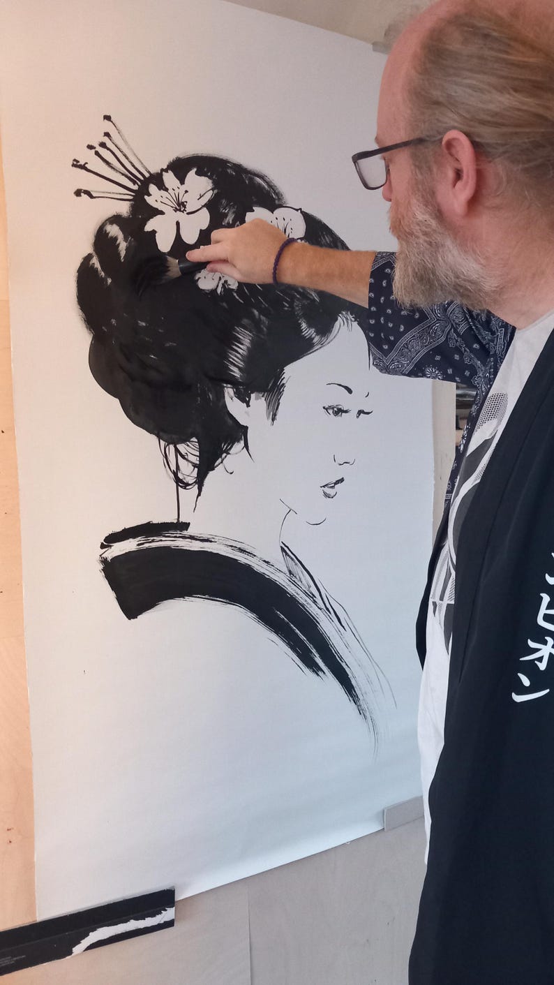 Daydreaming | Original Sumi-e Painting – Japanese Ink Art by Pechane ...