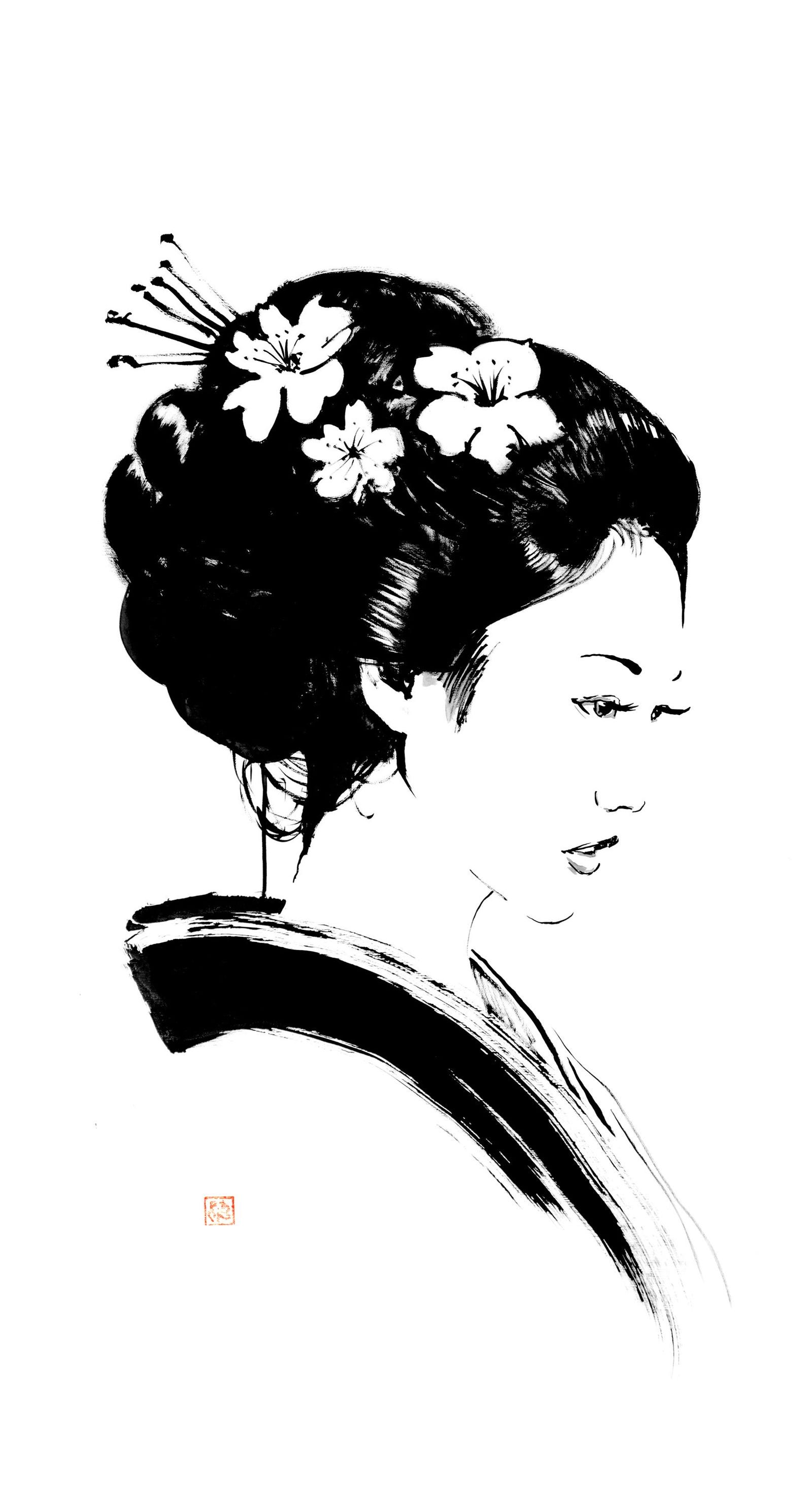 Daydreaming | Original Sumi-e Painting – Japanese Ink Art by Pechane ...
