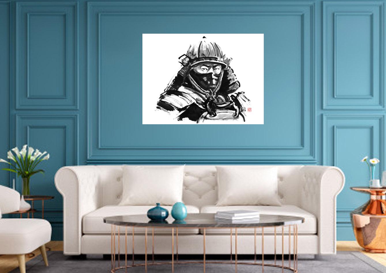 Samurai Face | Original Sumi-e Painting – Japanese Ink Art by Pechane ...