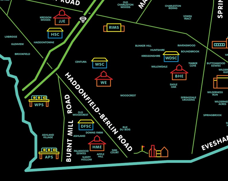 Cherry Hill NJ Map – Matte – Unframed - Etsy