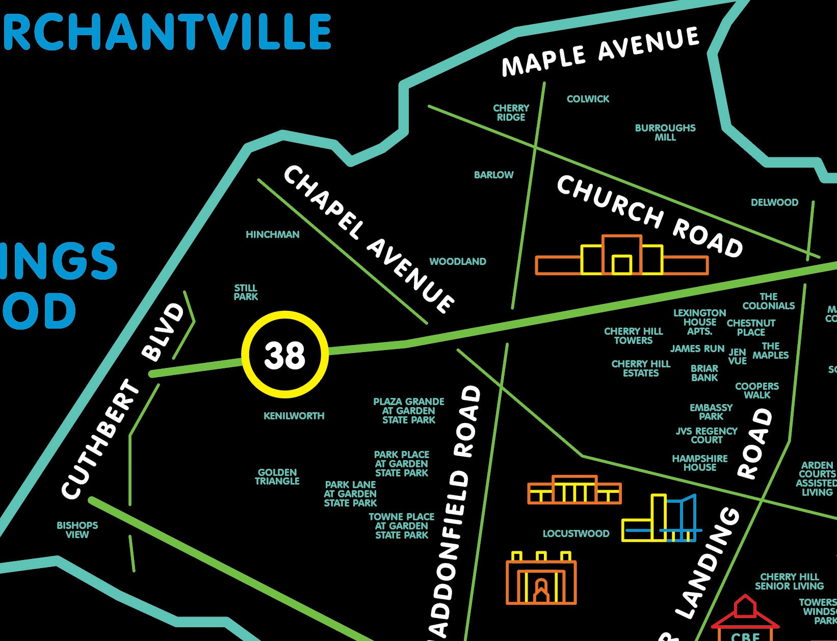 Cherry Hill NJ Map – Matte – Unframed - Etsy