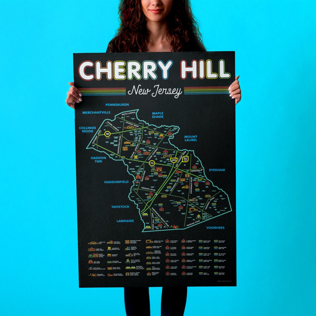 Cherry Hill NJ Map – Matte – Unframed - Etsy