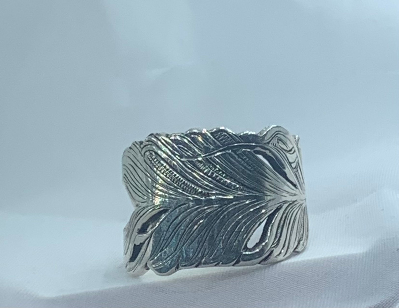Feather Ring, Hand Fabricated and Engraved, Sterling Silver Boho Unique ...