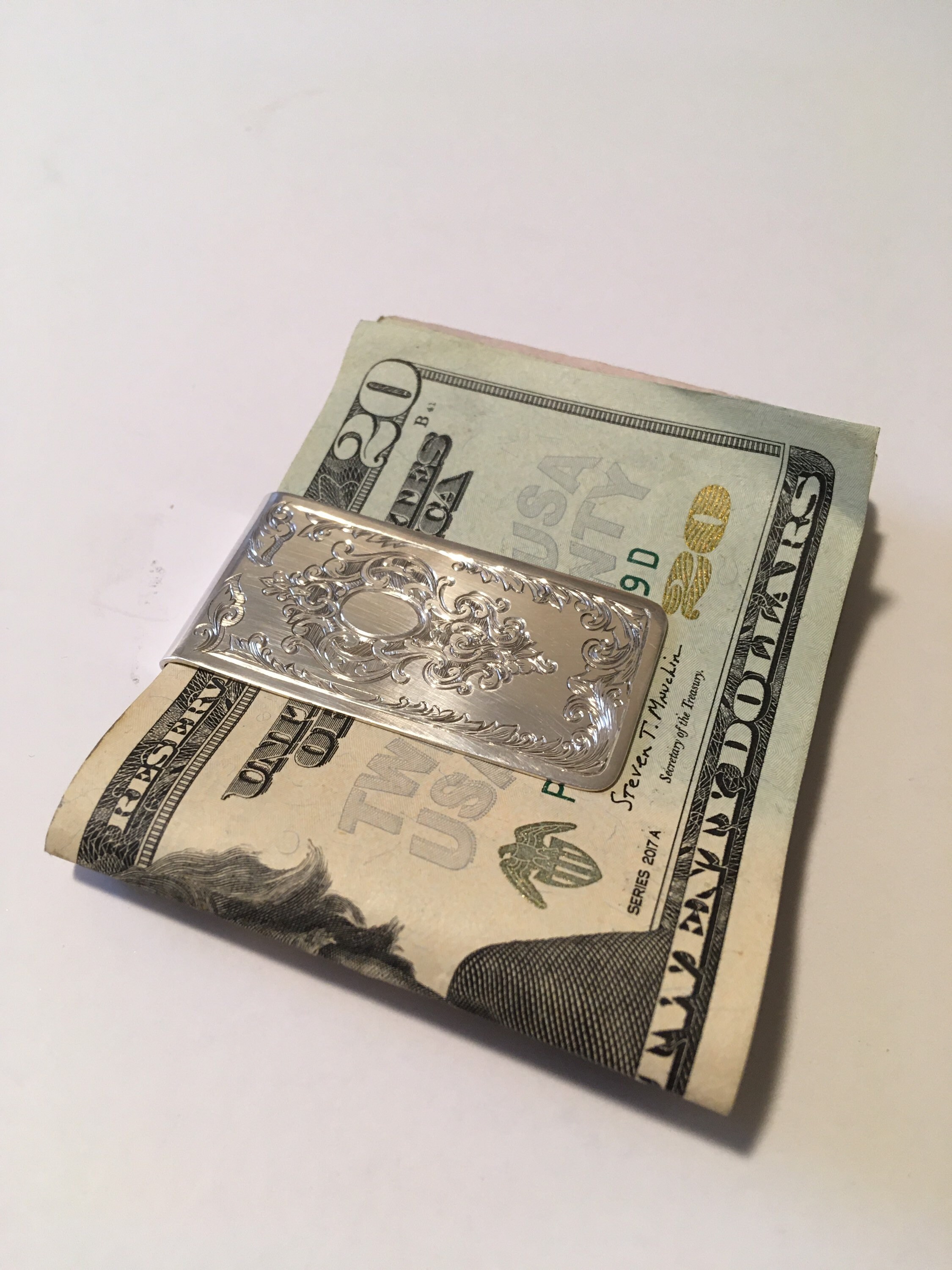 Sterling Silver Money Clip, Hand-engraved Custom Word or Name, Unique ...