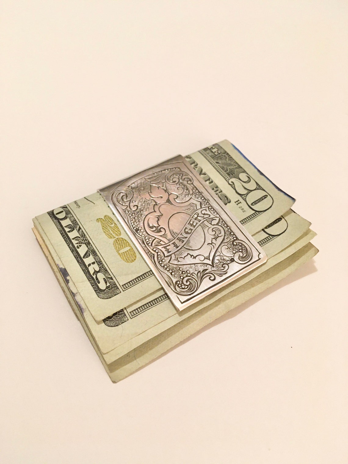 Sterling Silver Money Clip, Hand-engraved Custom Word or Name, Unique ...
