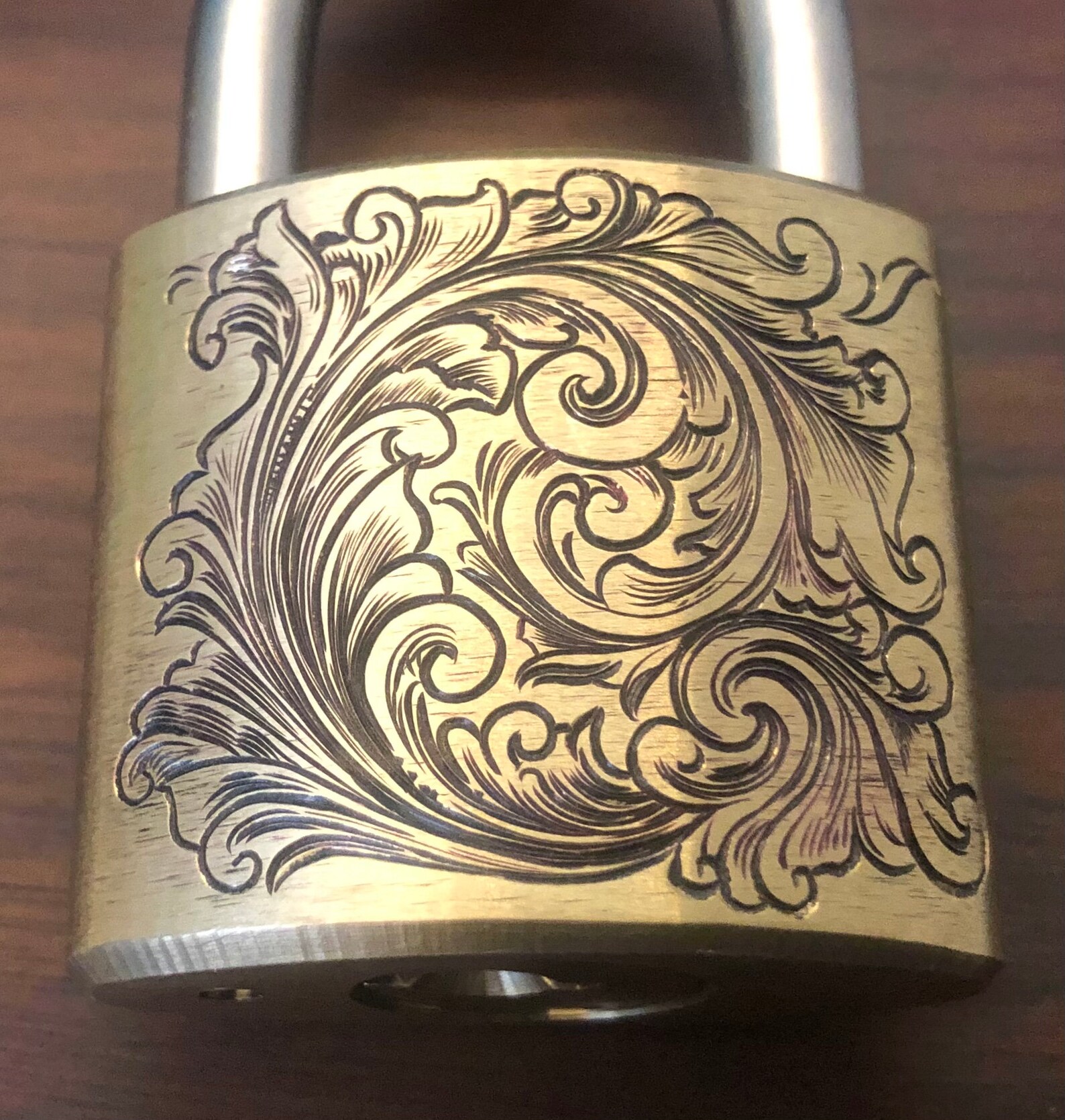 Brass Padlock Hand Engraved With Personalized Tag Custom Made to Order ...