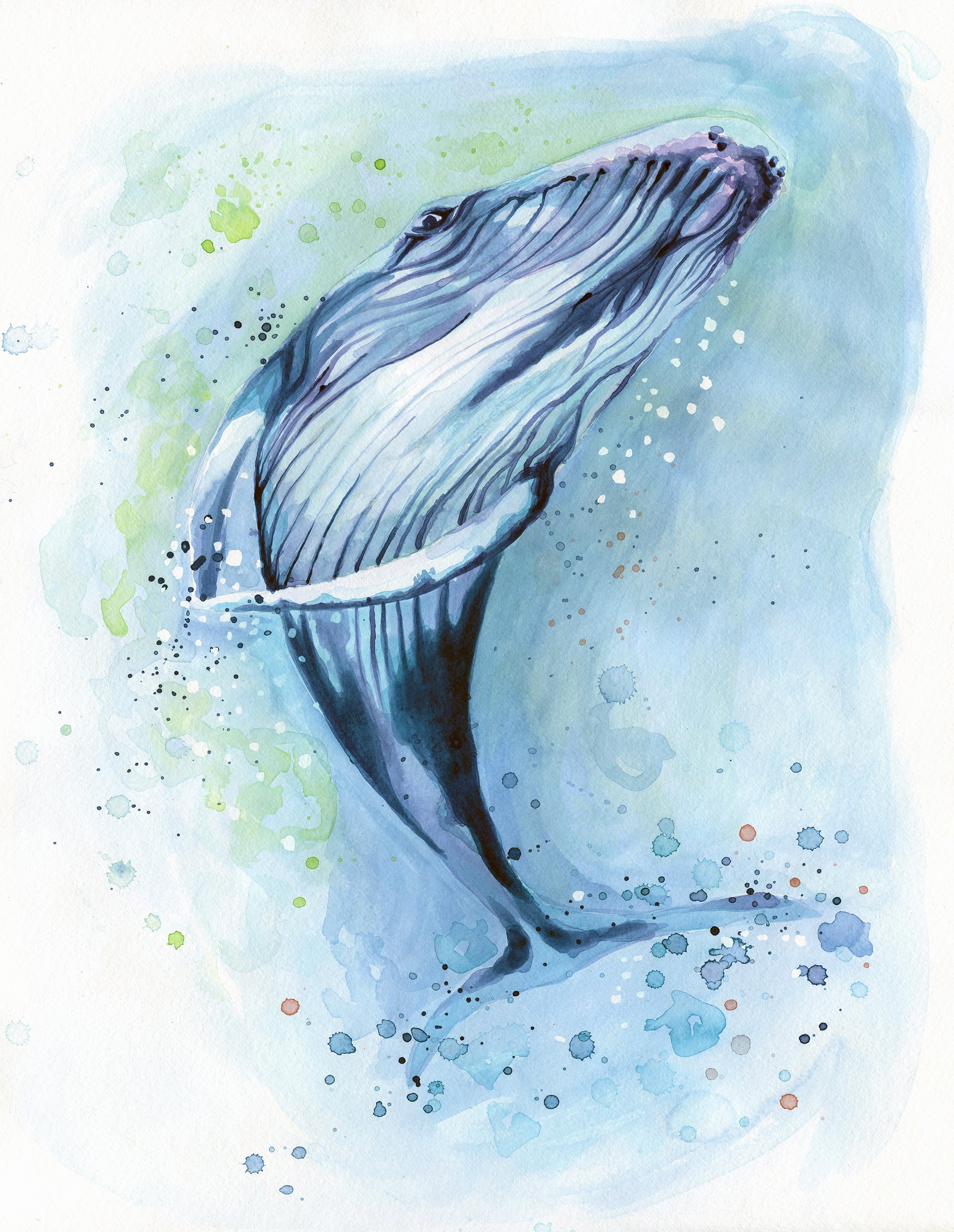 Pintura de ballenas Arte de ballena Ballena acuarela | Etsy