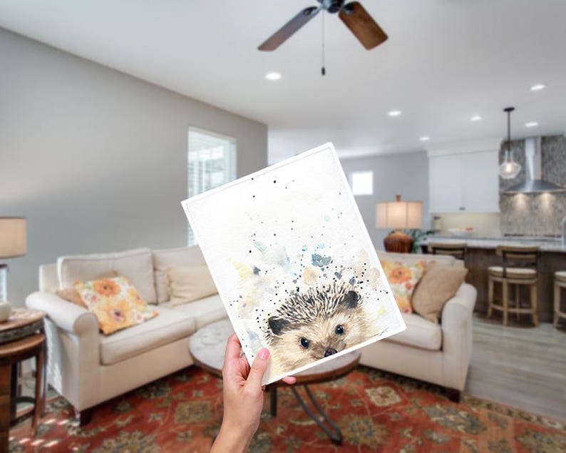 Hedgehog Gift Hedgehog Art Woodland Animal Cabin Decor | Etsy