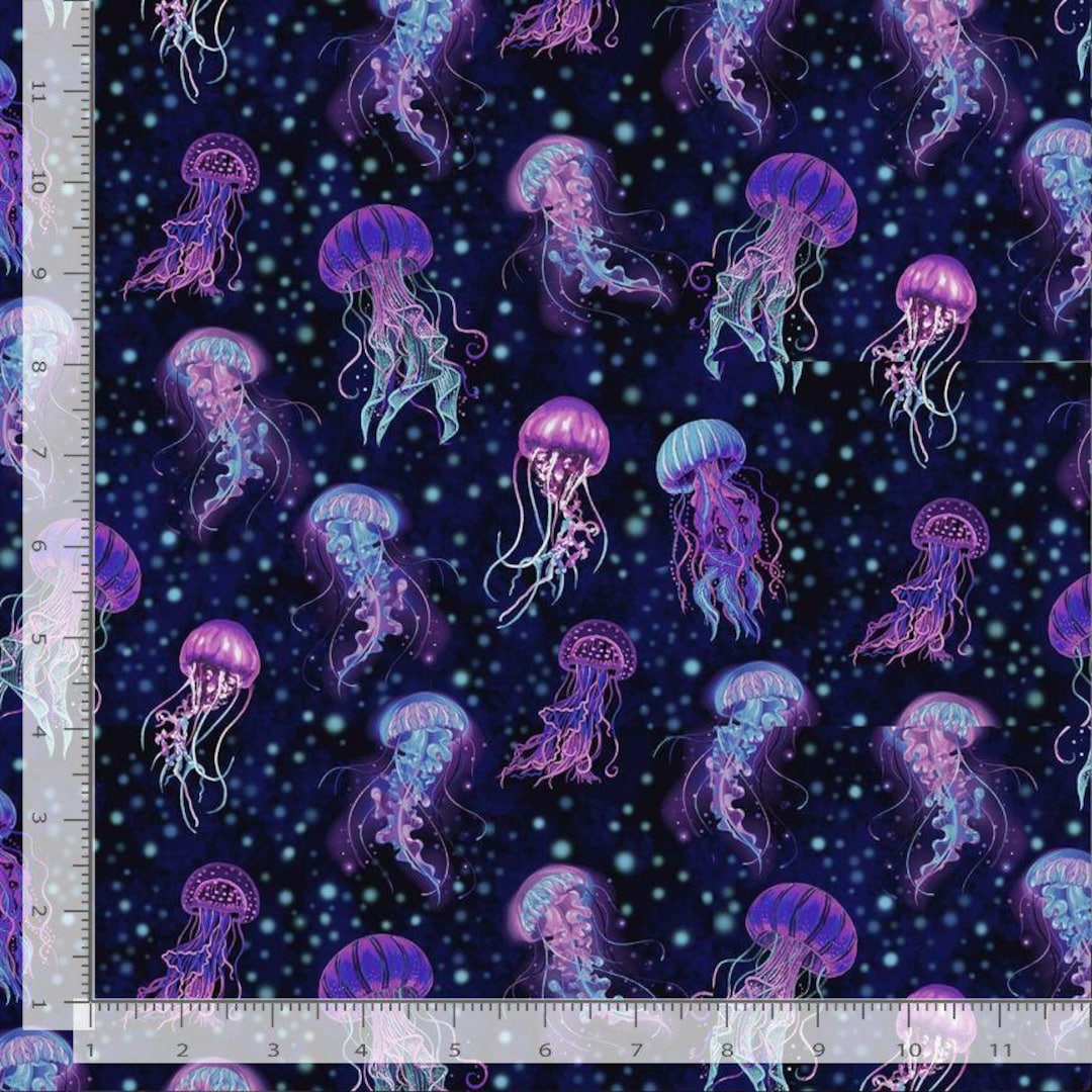 Jellyfish Fabric by the Yard by Timeless Treasures / Ocean Fabric ...