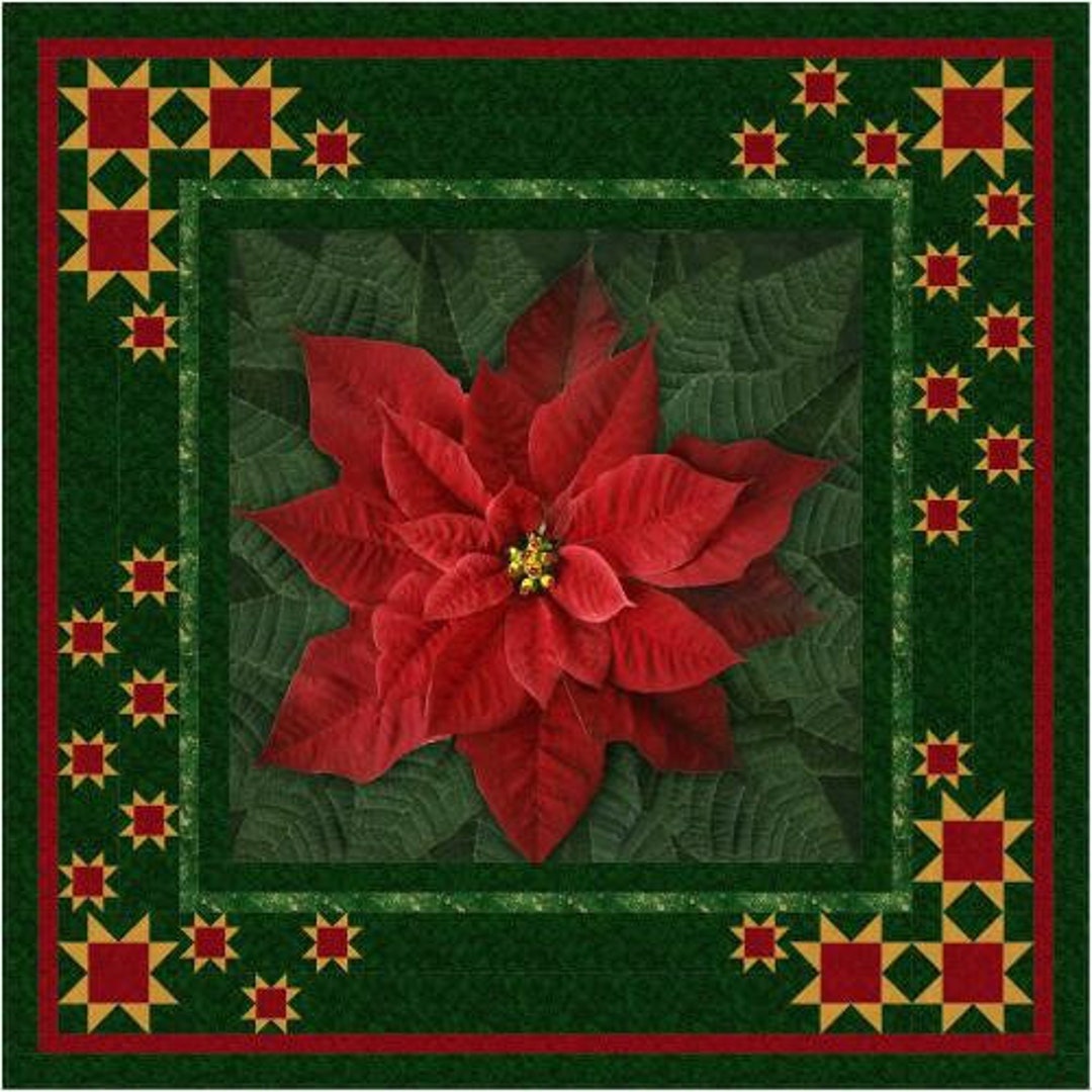Dream Big Holiday Dream Quilt Kit QUEEN SIZE 95x95" / Poinsettia Quilt ...