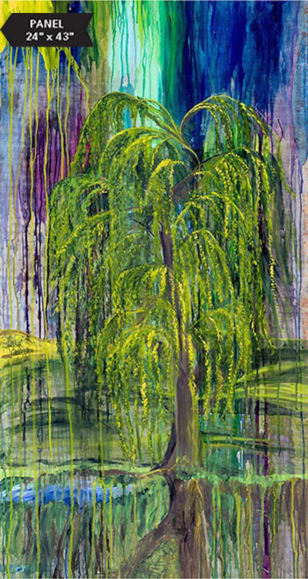 Zen Garden, Willow Tree 24" Fabric Panel by Stephanie Brandenburg ...