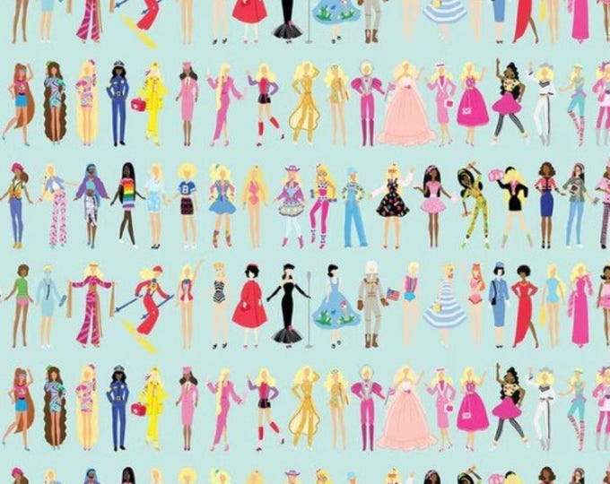 Barbie Doll Paper Dolls on Teal Fabric. World Barbie Movie Collection ...