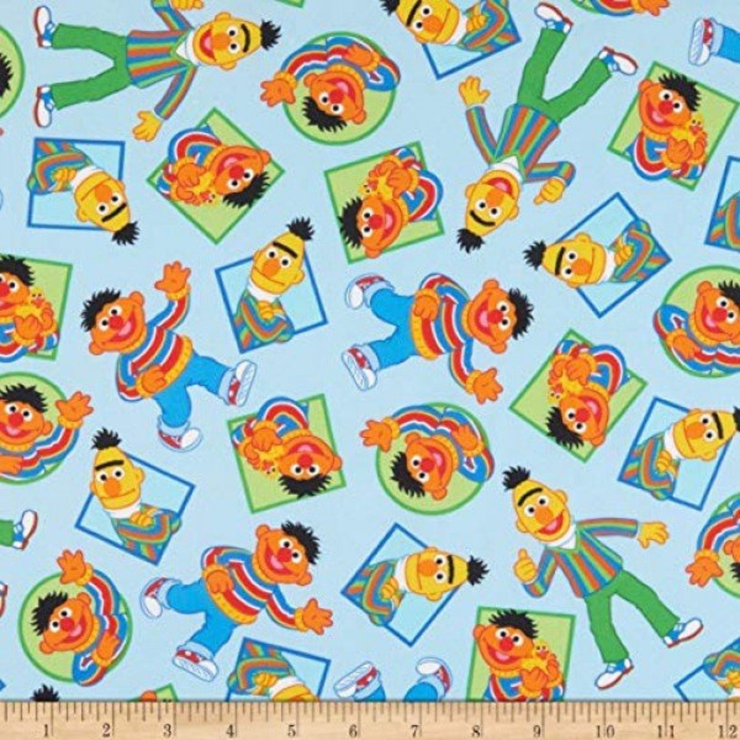 Sesame Street Fabric / Bert and Ernie on Blue Fabric by QT Fabrics ...
