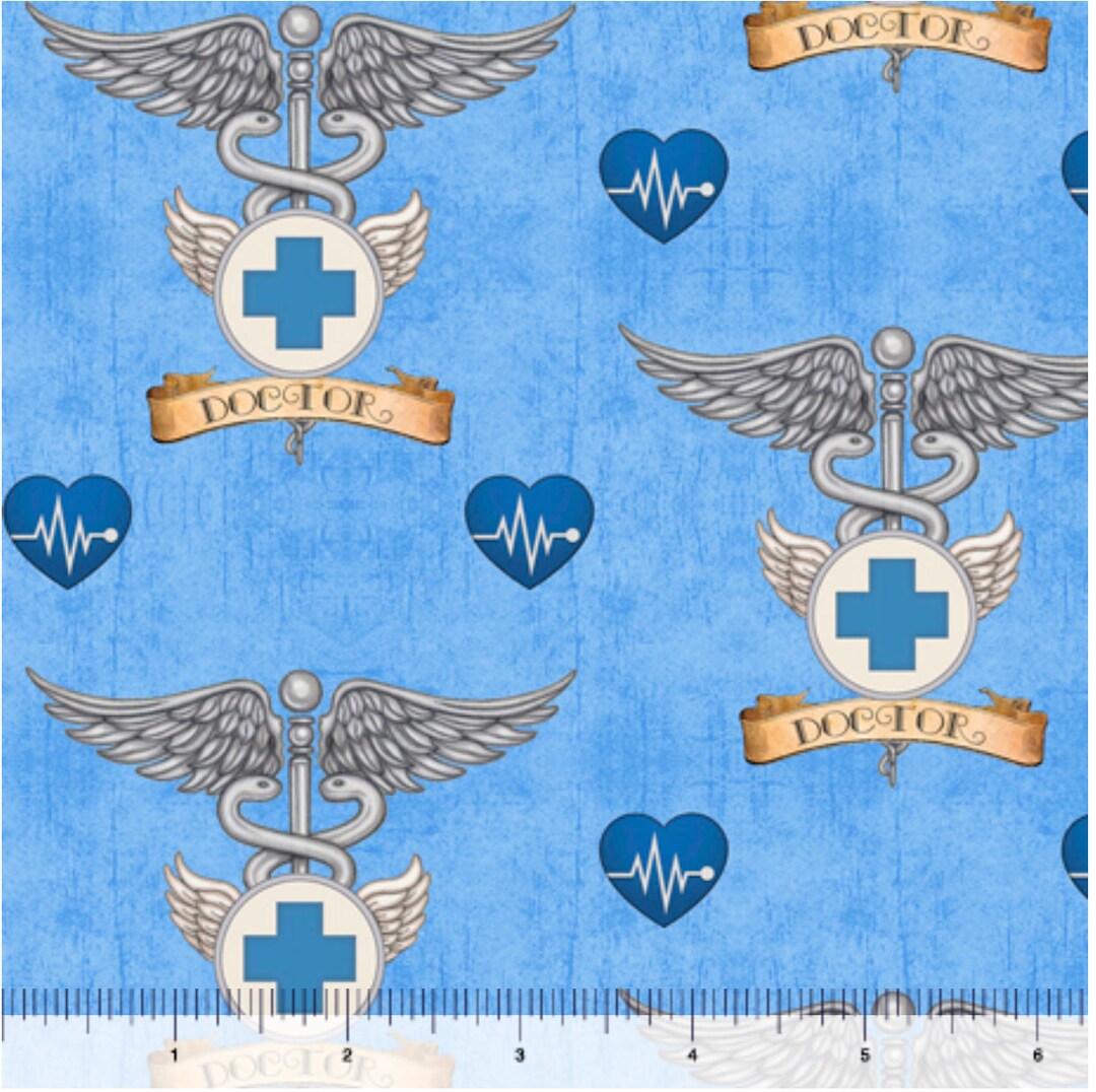 What the Dr Ordered Doctor Symbol Blue Fabric by the Yard From QT ...