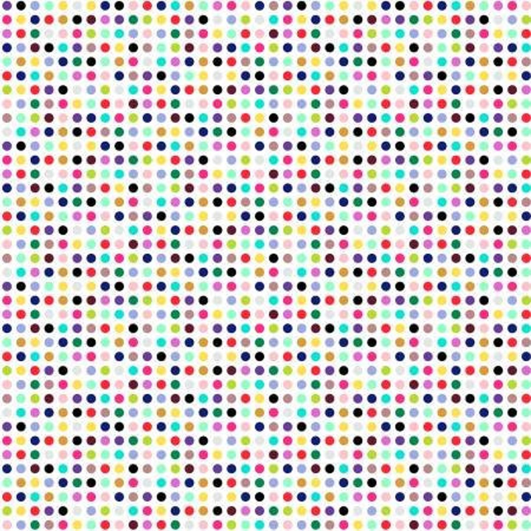 Multi Colored Polka Dots on White Fabric, Never Enough Dots Polka Dot ...