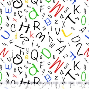 Alphabet Soup, Alphabet Toss on White Fabric by the Yard From QT Fabric ...