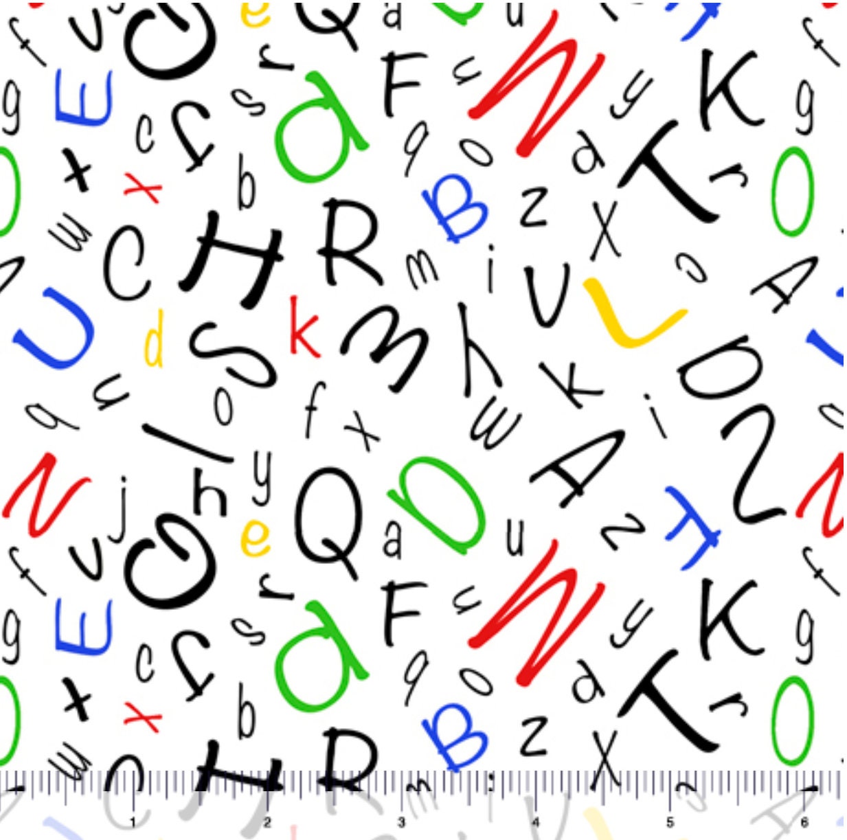 Alphabet Soup Alphabet Toss on White Fabric by the yard from | Etsy