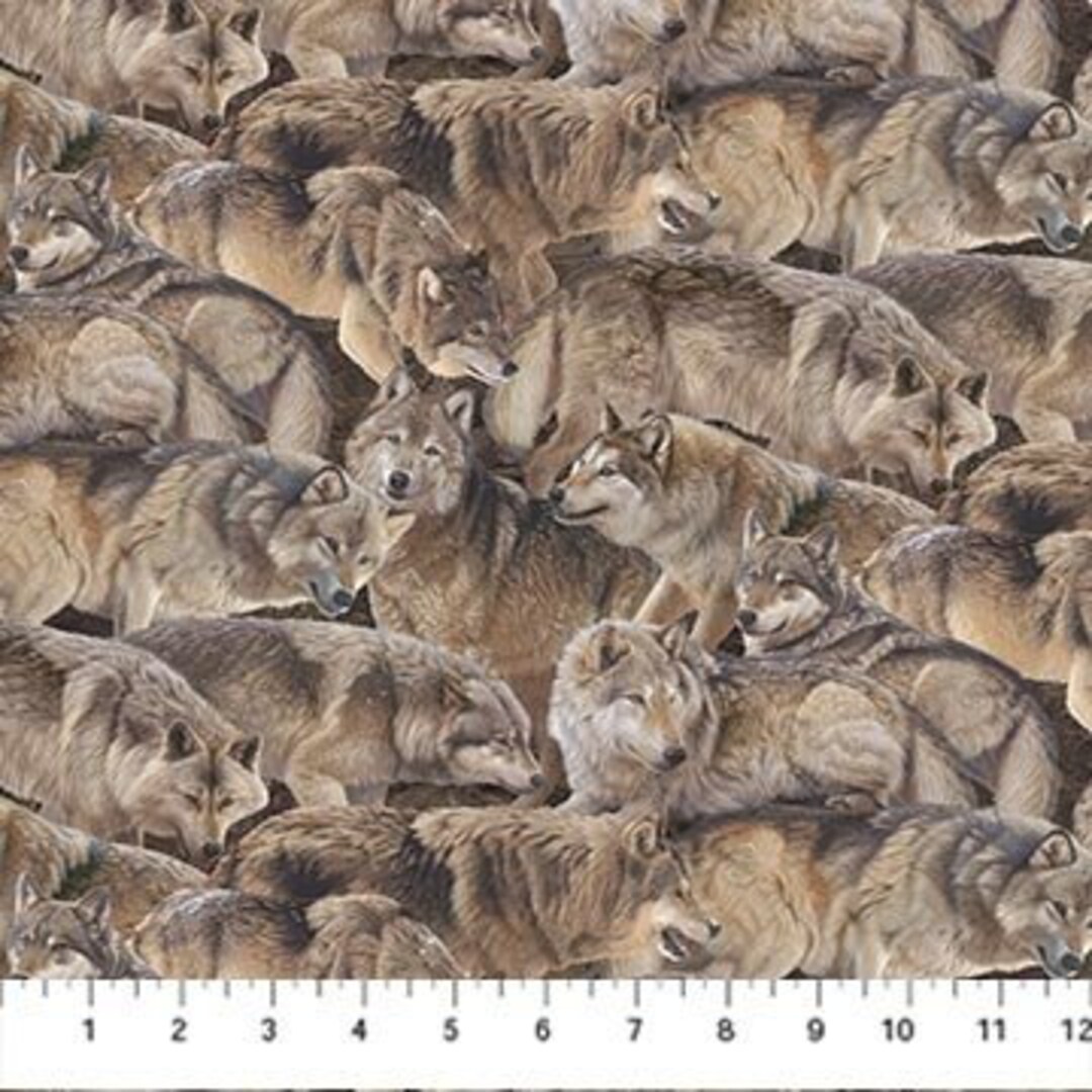 Packed Wolves Wolf Fabric by the Yard/ Naturescapes, Winter Gathering ...