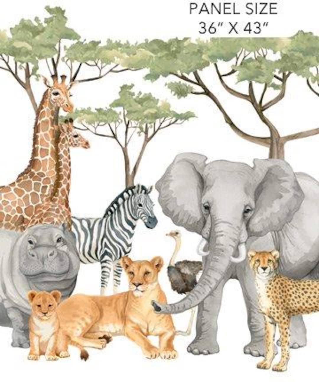 African Animal Panel Wild One by Northcott Quilt Panel / Baby Safari ...