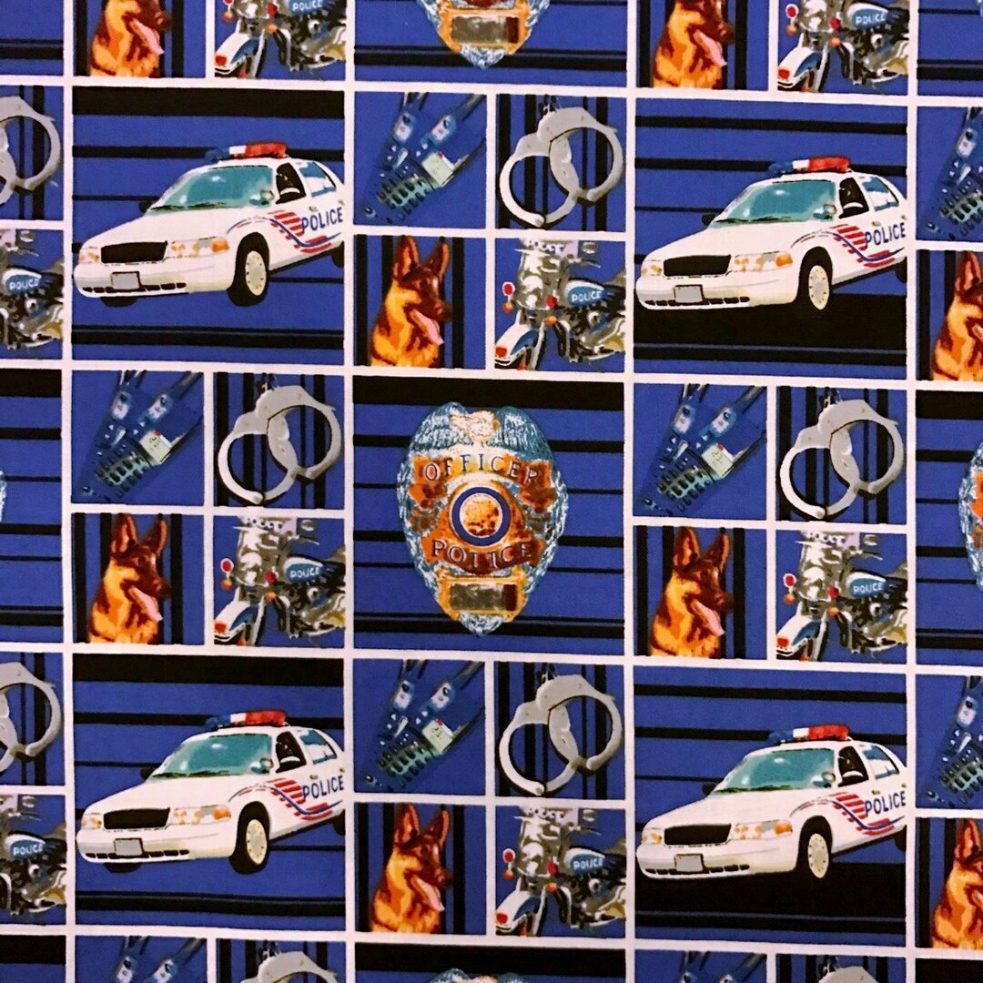 13x44 Remnant Blue Police Department Cotton Fabric / Sykel 1115-PD ...
