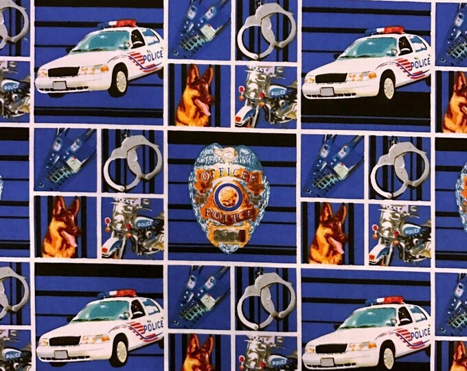 Blue Police Department Cotton Fabric / Sykel 1115-PD Police Quilt ...