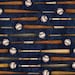 Baseball Fabric / Bats and Baseballs on Navy, Bases Loaded Collection ...