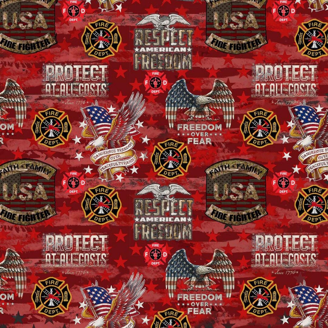 Firefighter Fabric / Camo Flag Allover Fabric Sykel Military ...