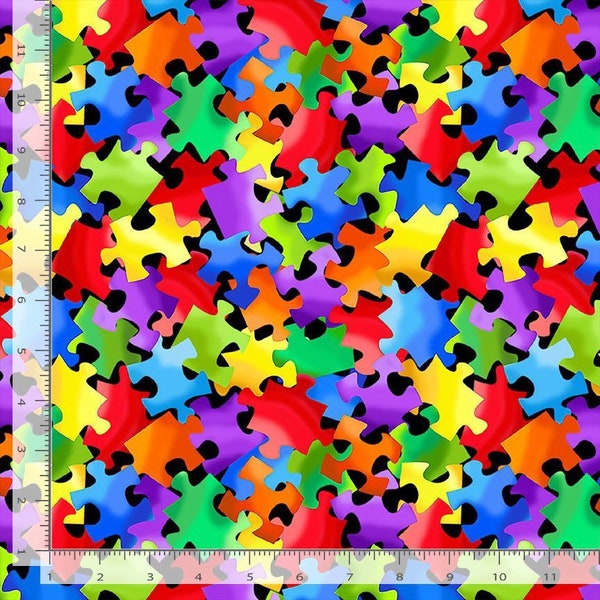 Puzzle Pieces Fabric - Etsy