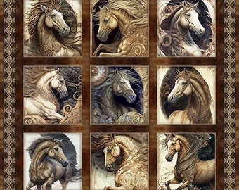 Stallion Horse Print Fabric 40 X 43 Panel by Northcott Quilt Panel ...