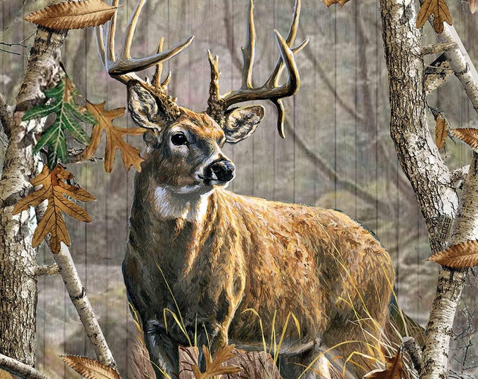 Deer Quilt Fabric Panel / Realtree Deer in Woods Realtree Edge Plank ...