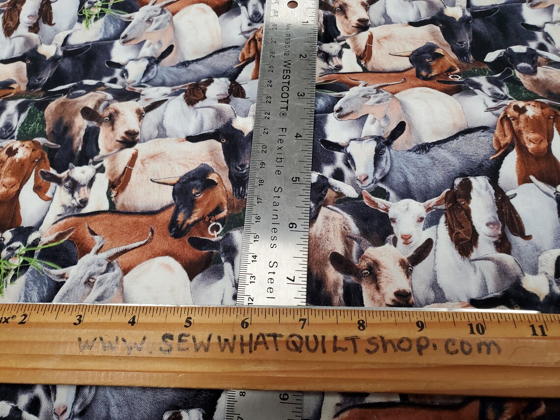 Goats on Black Fabric / Farm Animals Fabric / Elizabeth's | Etsy